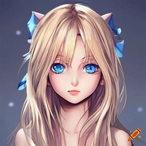 Süße anime mädchen mit blauen augen und blonden haaren