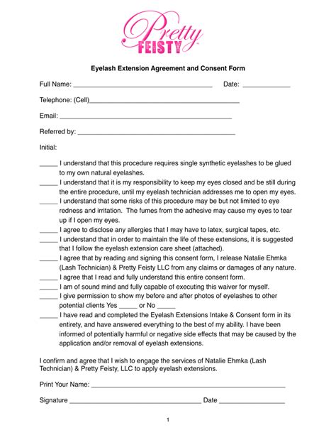 Eyelash Extension Consent Form Template Free