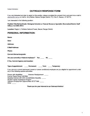Fillable Online Fs Usda Outreach Response Form Personal Information