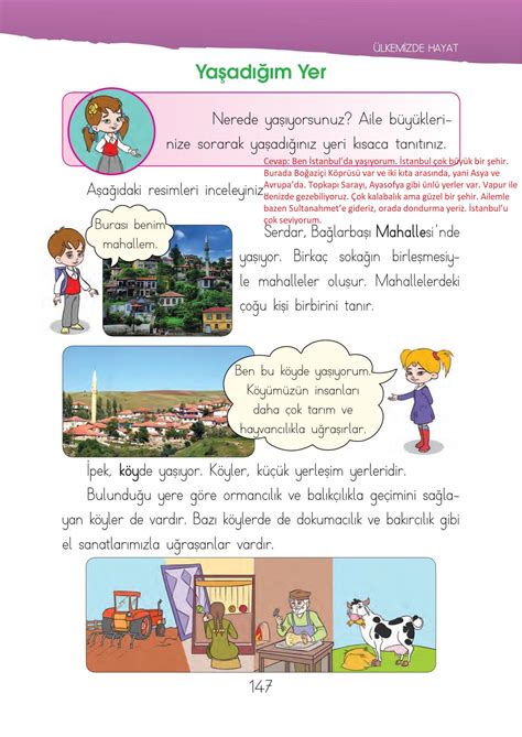 1 Sınıf Hayat Bilgisi Ders Kitabı İhsan Yayınları Sayfa 147 Cevapları