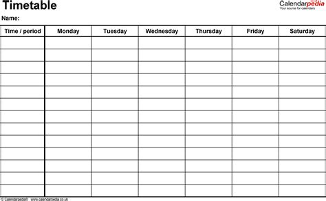 Blank Revision Timetable Template Sampletemplate My Id