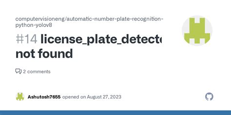 Licenseplatedetectorpt Not Found · Issue 14 · Computervisionengautomatic Number Plate