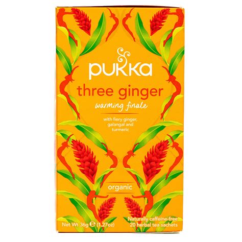 Pukka Three Ginger Tea Bags X 20 Caffeine Free 36g Villa Market