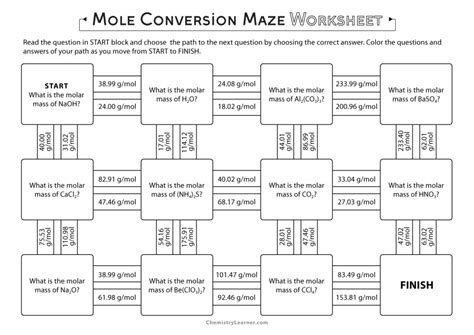 Free Printable Mole Conversion Worksheets