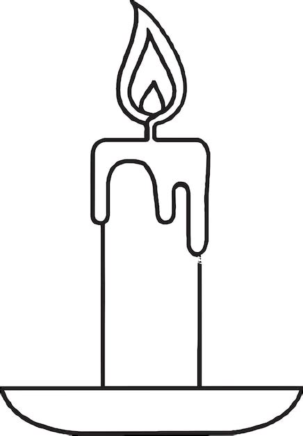 Um Desenho De Linha Preto E Branco De Uma Vela Vetor Premium