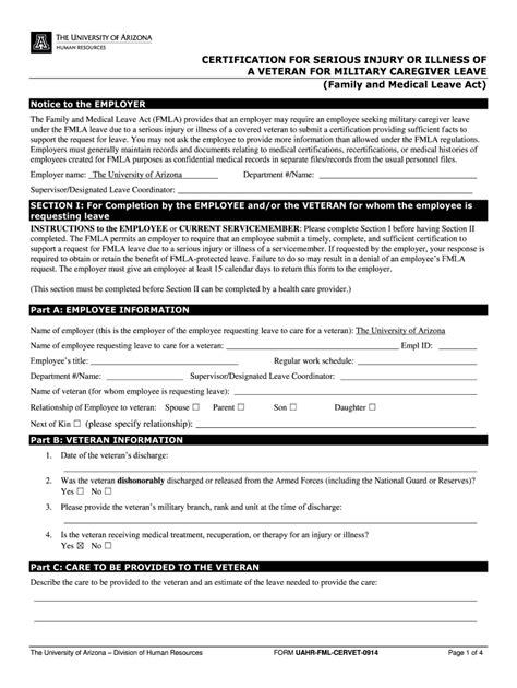 Fillable Online Hr Arizona Certification For Serious Injury Or Illness