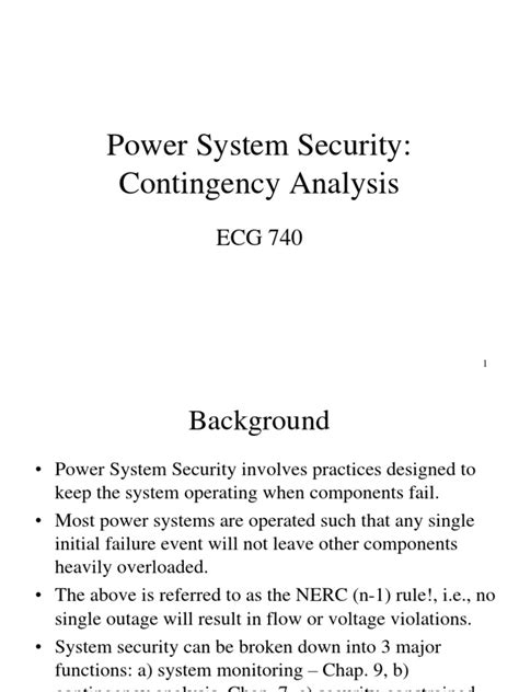 power system security contingency analysis pdf electric power system reliability engineering