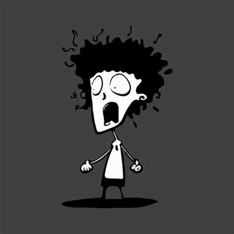 Ilustração em vetor de personagem de desenho animado preto e branco