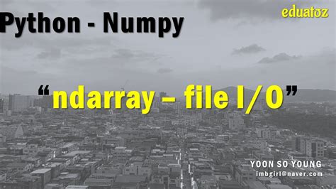 [python][numpy 29] ndarray의 파일 입출력 youtube