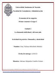 Rebolledo M Ndez Irmy Pr Ctica Demanda Y Elasticidad U2 Pdf Docx