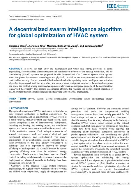 pdf a decentralized swarm intelligence algorithm for global optimization of hvac system