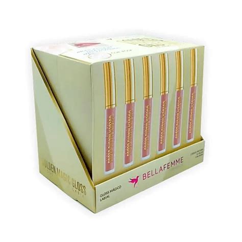 Box c 24 Un Gloss Mágico Labial 5ml Cor Rosa Bella Femme