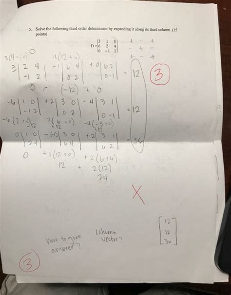 solved 5 solve the following third order determinant by