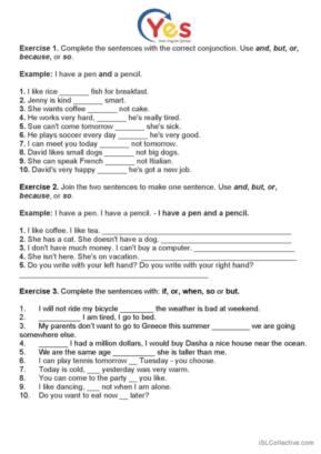 Conjunctions Because So English Esl Worksheets Pdf Doc