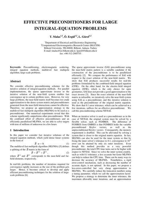 pdf effective preconditioners for large integral equation problems