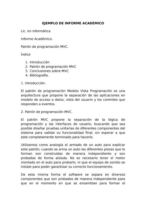 Ejemplo De Informe Academico Image To U