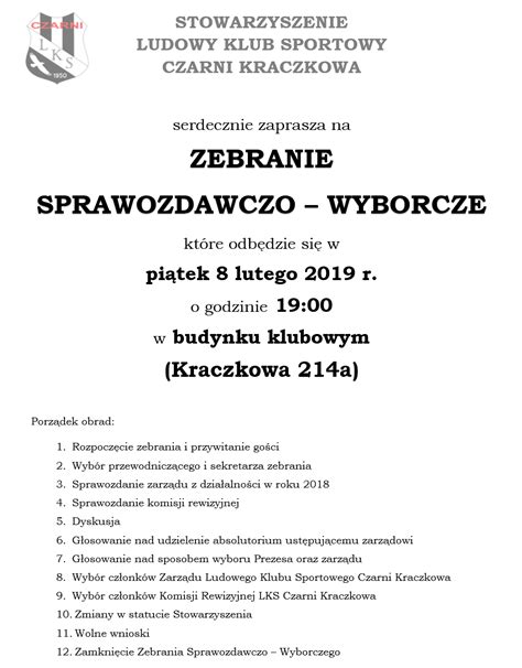 ZEBRANIE SPRAWOZDAWCZO WYBORCZE Czarni Kraczkowa
