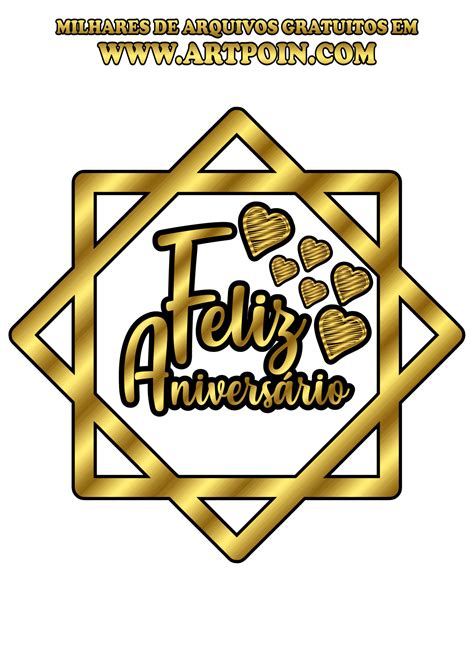 Feliz aniversário símbolos dourados para decoração de festa e topo de