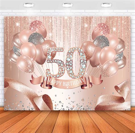 Buy Sensfun Happy 50th Birthday Backdrop Rose Gold Diamonds Fabulous
