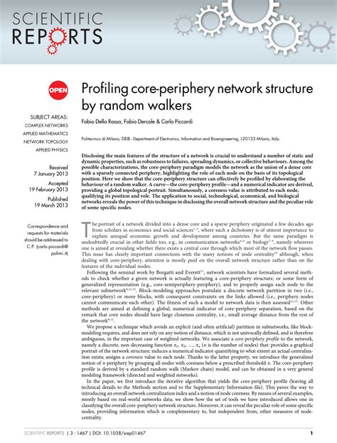 pdf profiling core periphery network structure by random walkers