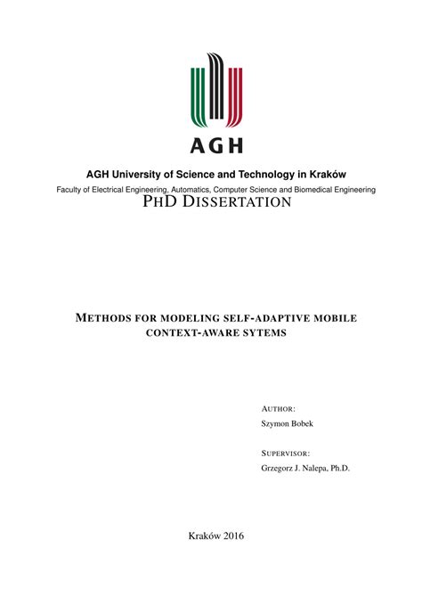 pdf methods for modeling self adaptive mobile context aware systems