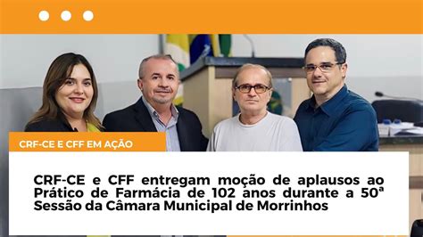 CRF CE e CFF entregam moção de aplausos ao Prático de Farmácia de 102