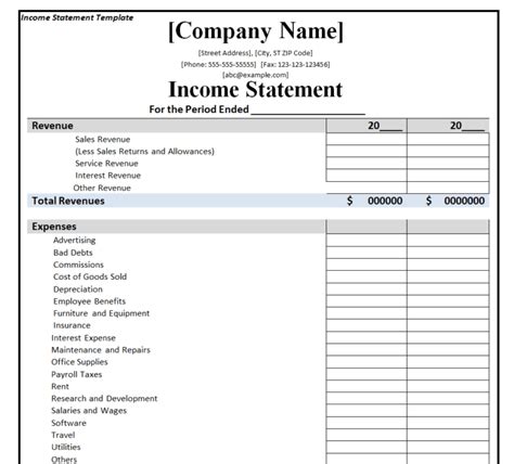10 BEST Income Statement Excel Templates Formats Word Excel Formats