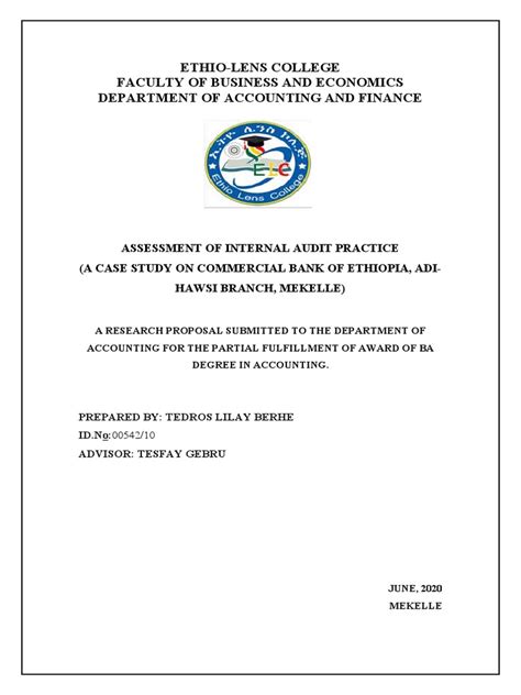 ethio lens college faculty of business and economics department of accounting and finance pdf