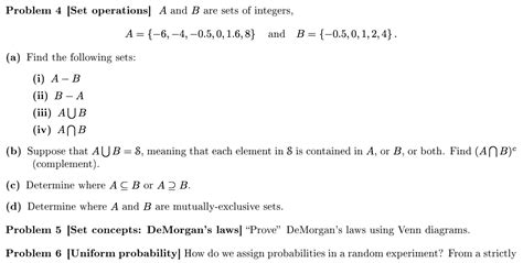 solved problem 4 [set operations] a and b are sets of