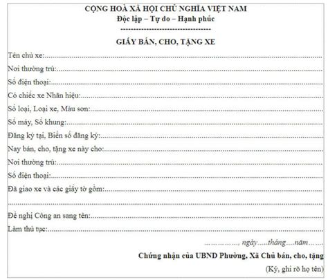 Mẫu Giấy Bán Xe Chuẩn Hướng Dẫn Cách Viết Giấy Bán Xe
