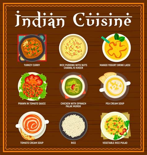 Indian Cuisine Restaurant Meals Menu Template 23510272 Vector Art At