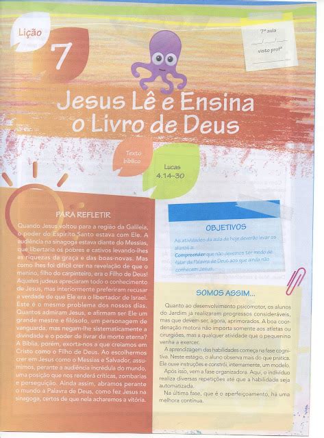 Adalia Helena Lição 07 Jesus lê e ensina o livro de Deus Jardim de