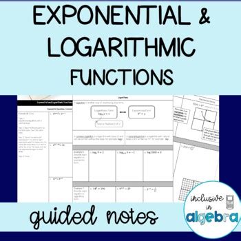 Results For Exponential Functions Notes With Answer Key Tpt