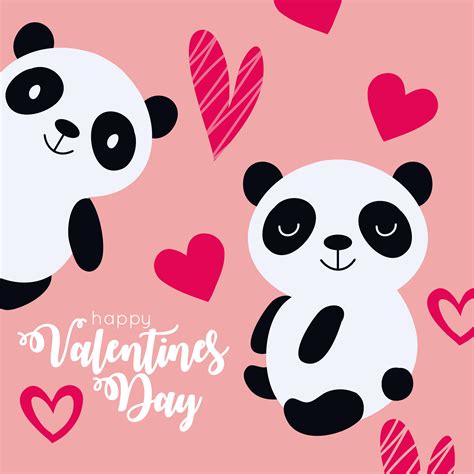 Tarjeta De Feliz Dia De San Valentin Con Pareja Panda 1934621 Vector En