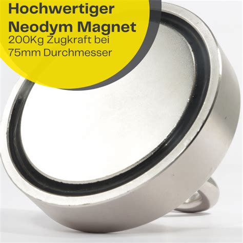 Neodym Ösenmagnet M10 Ø75 mm Haftkraft ca 200 kg