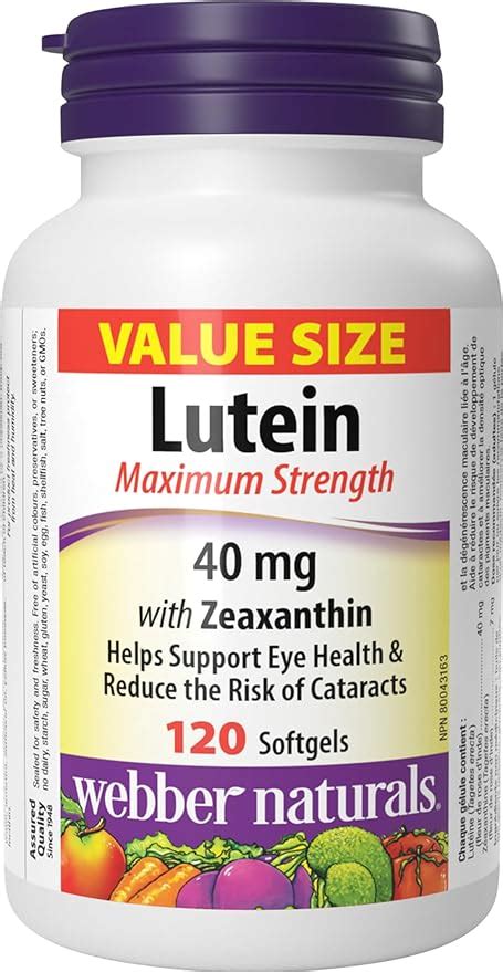 Webber Naturals Lutein Mg With Zeaxanthin Maximum Strength