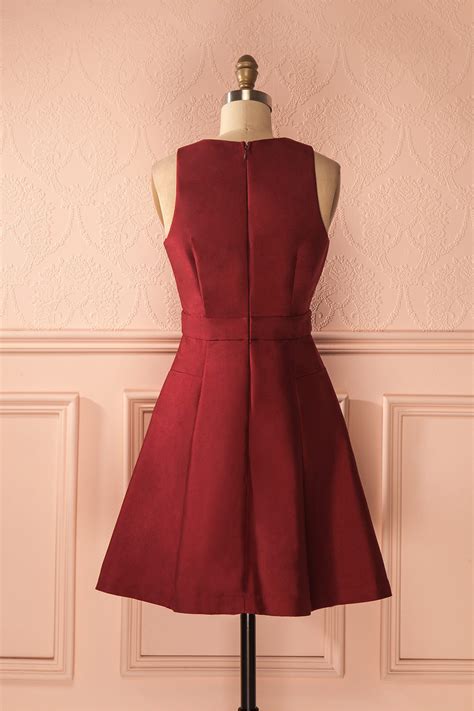 Sexy A Line V Neck Sleeveless Burgundy Short Homecoming Prom Dress On