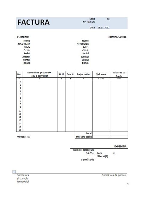 Model Factura Proforma