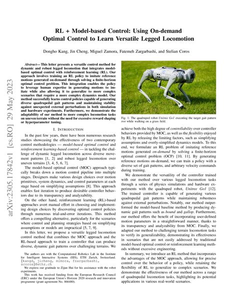 rl model based control using on demand optimal control to learn versatile legged locomotion