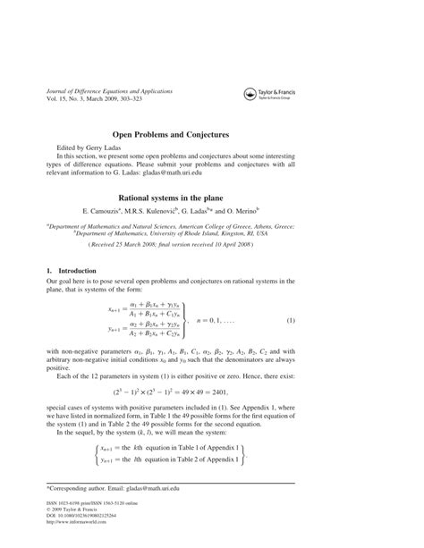 pdf rational systems in the planeedited by gerry ladasin this section we present some open