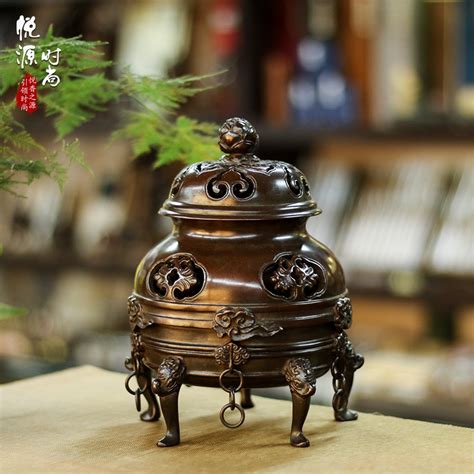 非陈巧生纯铜帝王炉 紫铜香薰炉 大号盘香炉苏工铜炉 香道礼品 阿里巴巴