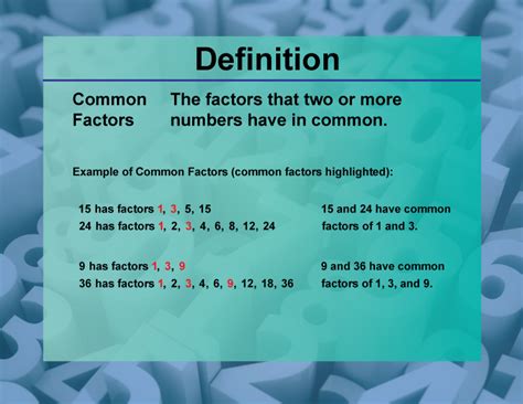 video definition 2 primes and composites common factors media4math