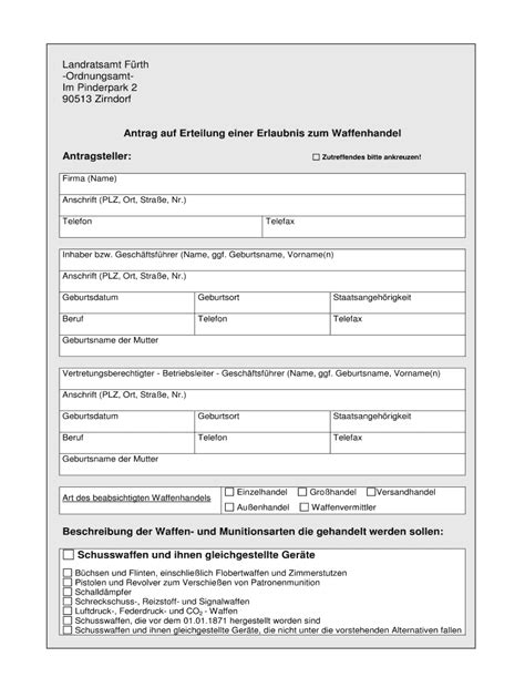 Ausfüllbar Online landkreis fuerth Antrag auf Erteilung einer Erlaubnis