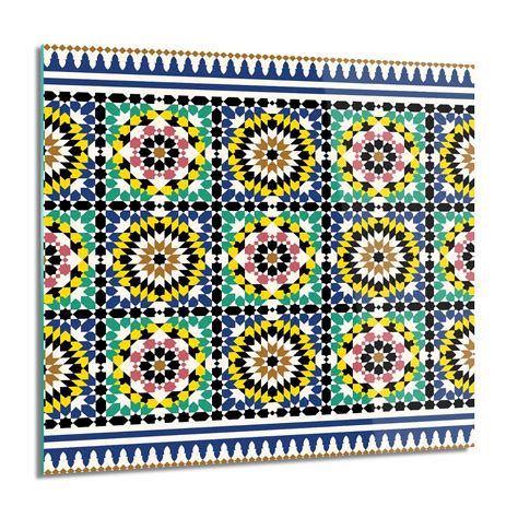 ArtprintCave Mozaika kwiaty wzór obraz na szkle na ścianę 60x60 cm