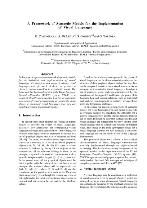 pdf a framework of syntactic models for the implementation of visual languages