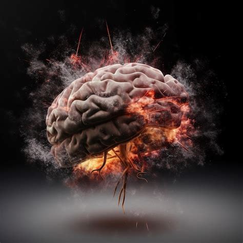 Premium Photo A Burning Brain Is Shown With A Black Background