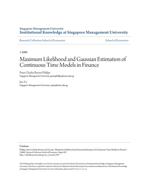pdf maximum likelihood and gaussian estimation of continuous time models in finance