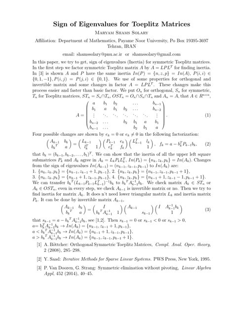 pdf sign of eigenvalues for toeplitz matrices