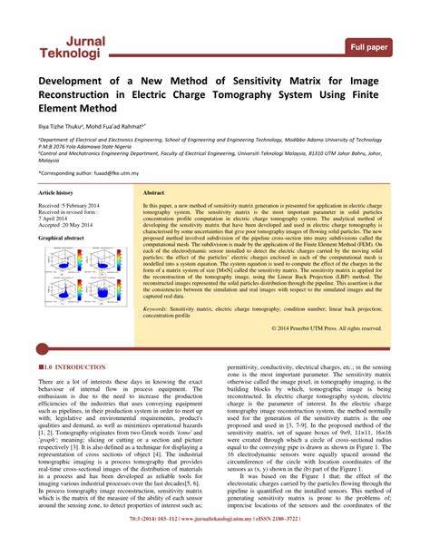 pdf development of a new method of sensitivity matrix for image reconstruction in electric