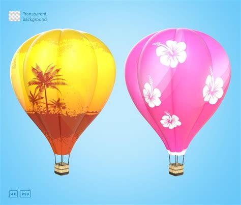 Premium PSD 3d Rendering Colorful Hot Air Balloons